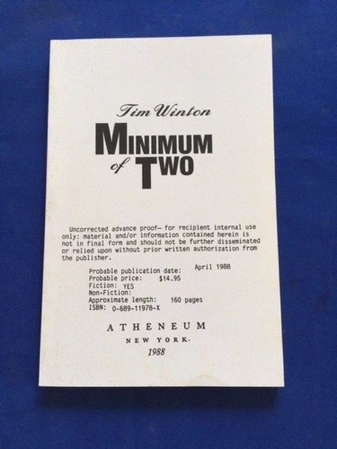 MINIMUM OF TWO - FIRST AMERICAN EDITION UNCORRECTED PROOF SIGNED BY TIM ...