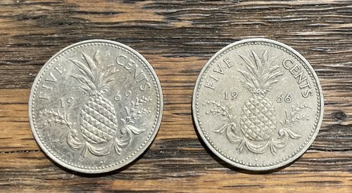 1966 & 1969 Bahama Islands 5 Cent Coins Elizabeth II/Pineapple Lot/2 Money Coin | eBay