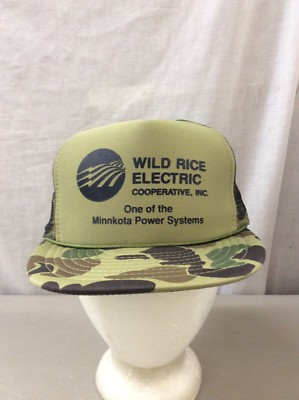 trucker hat baseball cap Vintage Mesh Snap Back WILD RICE ELECTRIC ...