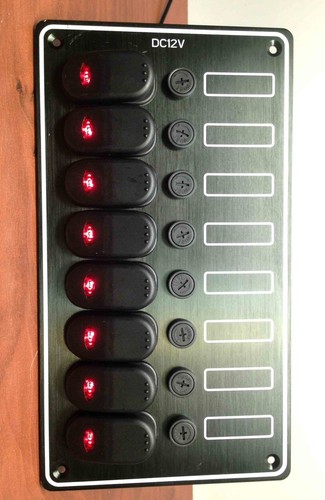 Marine Boat 8 Gang Waterproof Vertical Switch Panel Aluminum Plate ...