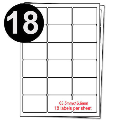 A4 18 labels Per SheetSelf Adhesive Address Label Inkjet Copier Laser ...