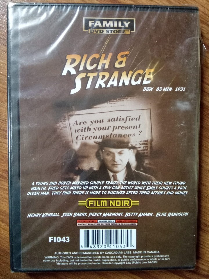 Rich And Strange DVD BRAND New sealed ,D3 191091340998| eBay