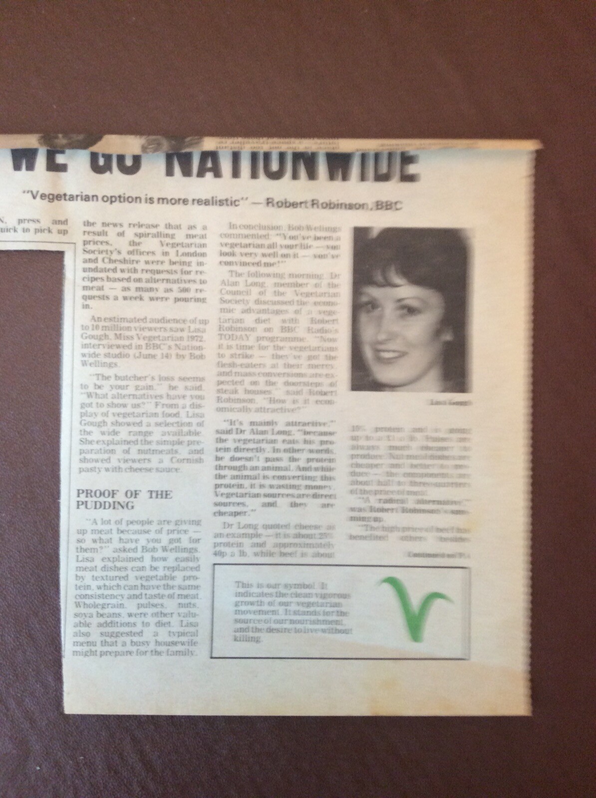 B6c Ephemera 1970s Article Vegetarian Society Lisa Gough Bob Wellings ...