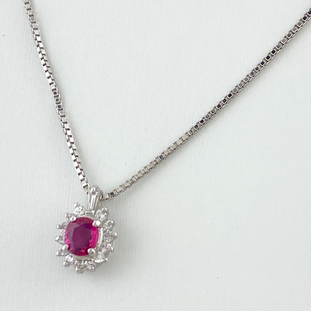 Ruby Design Necklace Platinum melee dia Pendant diamo… - Gem