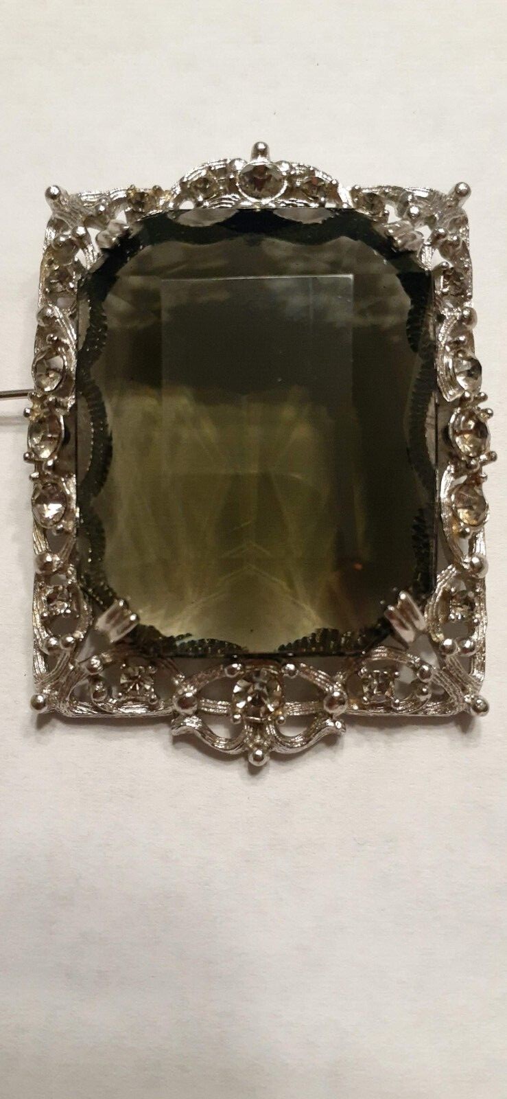 Sarah Coventry Large Smoky Topaz Brooch Pin 18 Rhines… - Gem