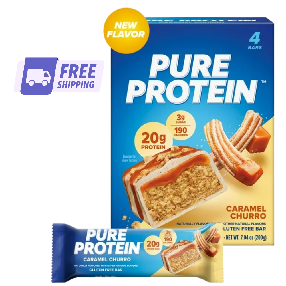 Pure Protein Bars, Caramel Churro, 20g Protein, Gluten Free, 1.76 oz, 4 ...