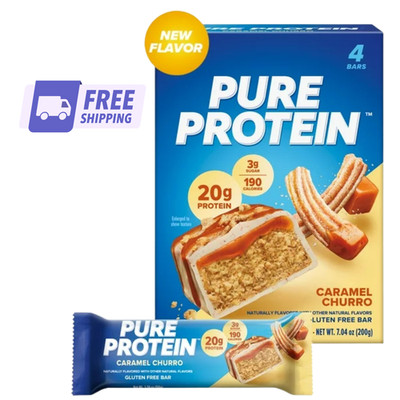 Pure Protein Bars, Caramel Churro, 20g Protein, Gluten Free, 1.76 oz, 4 ...