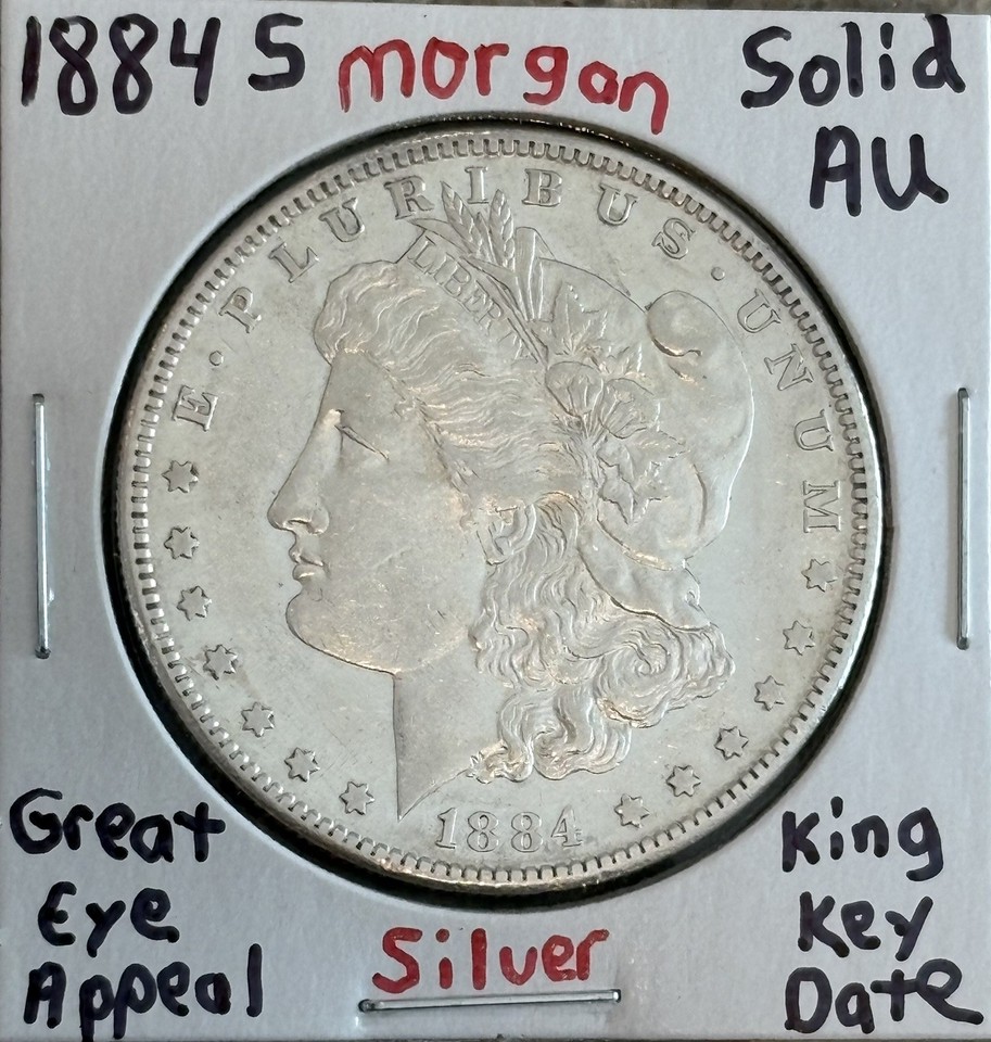 1884-S Morgan Silver Dollar 💎Key Date💎AU SCARCE HI GRADE 💎Great Eye ...