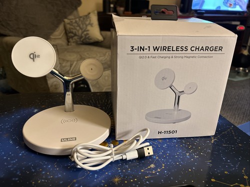 Uline H-11501, 3-in-1 Wireless Charger - White Open Box No Manual | eBay