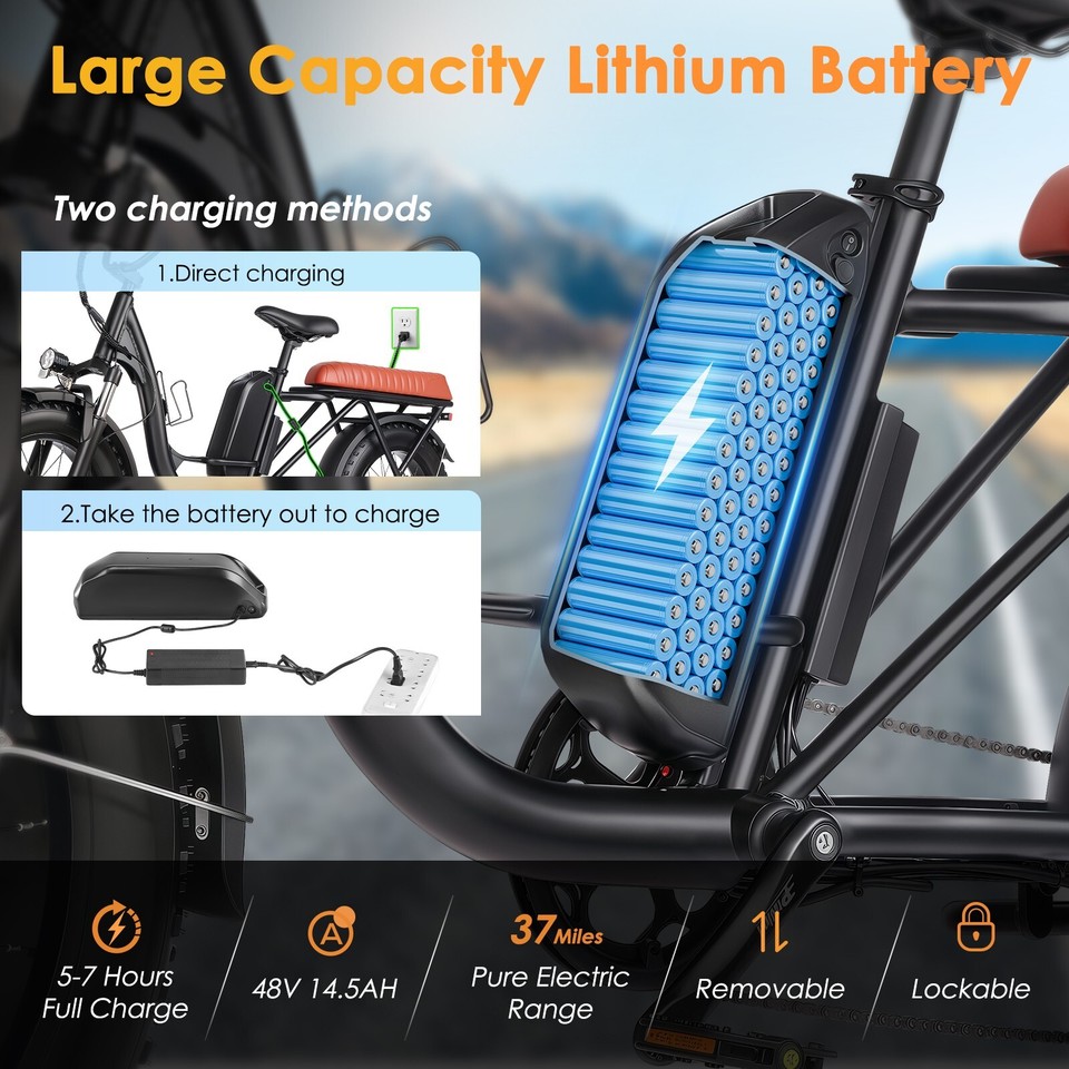 1500W Electric Bike For Adults 20'' Fat Tire Off-Road Bike, UL 2849 ...