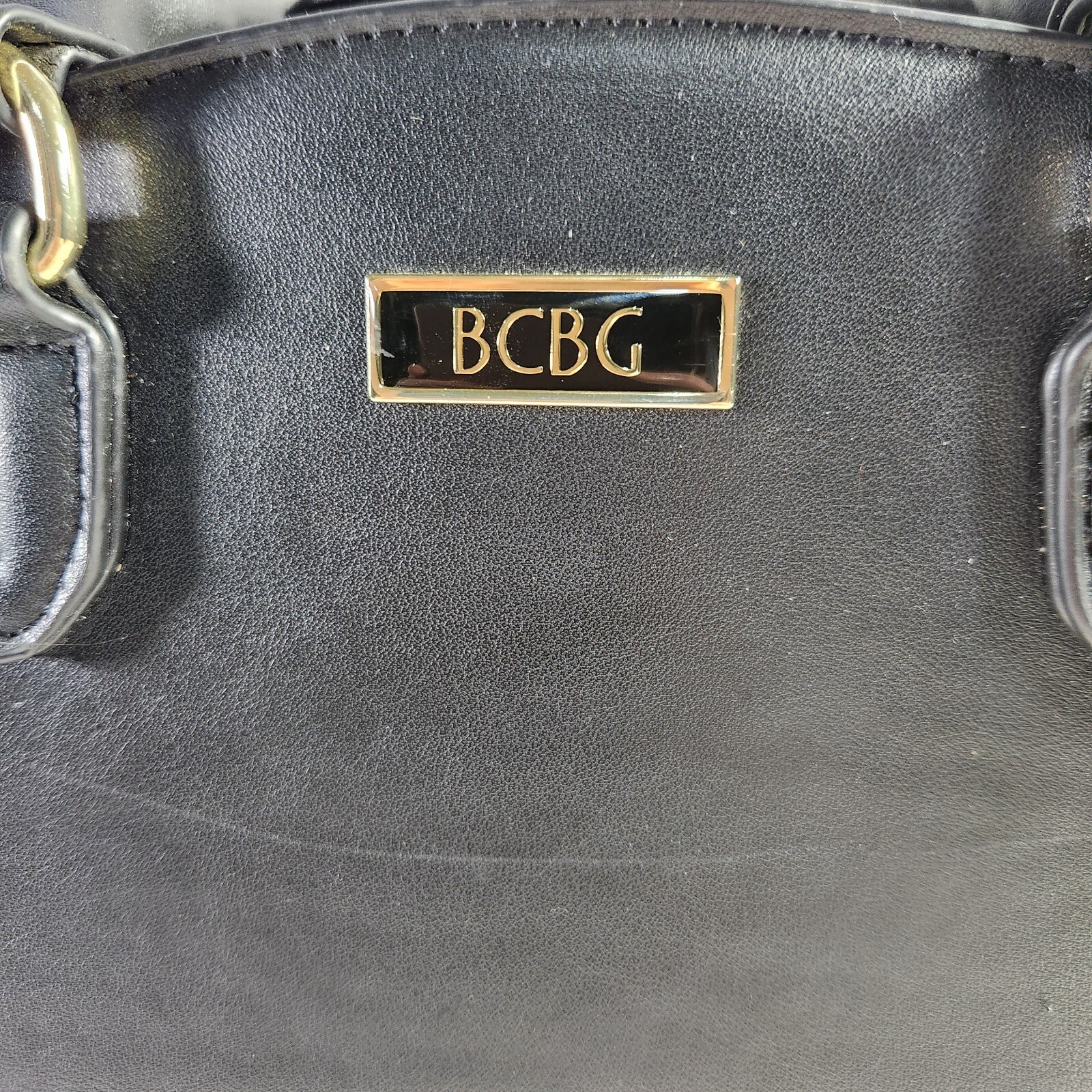 BCBG Purse Shoulder Bag Black with Golden Colour Hardware Polyvinyl ...