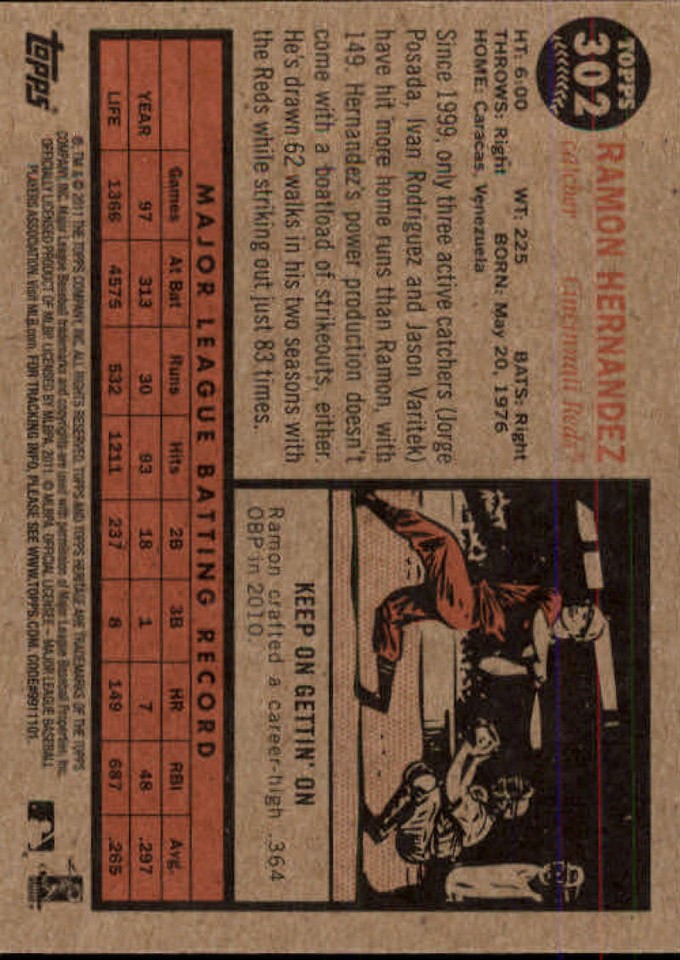 2011 Topps Heritage #302 Ramon Hernandez Reds NM-MT | eBay