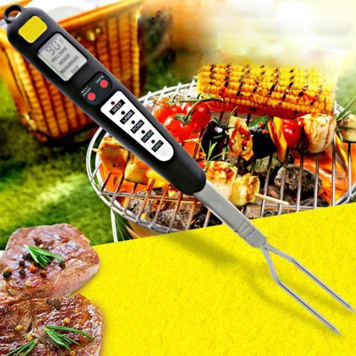 Food Meat Thermometer with Probe Fork Digital Temperature BBQ Kitchen ...