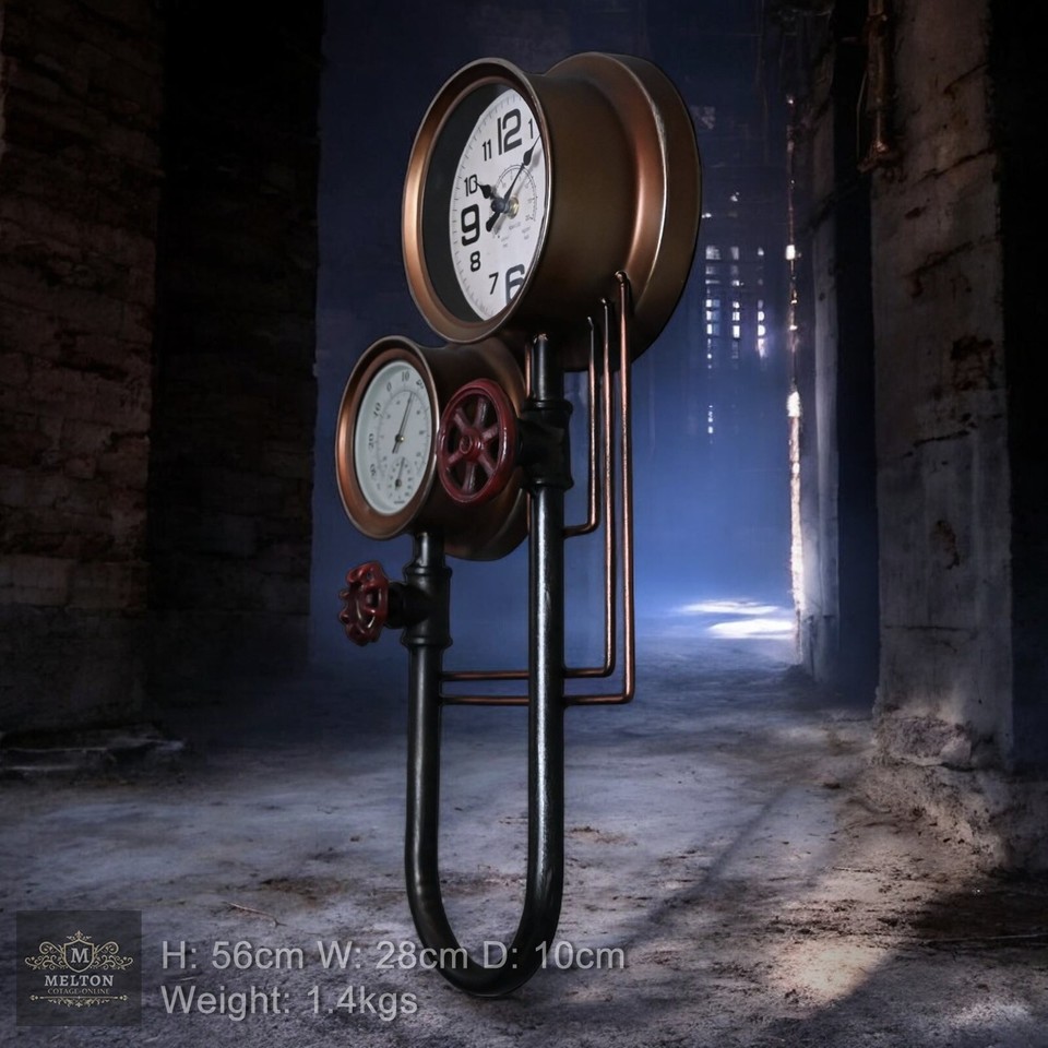 Industrial metal pipe wall clock quirky decorative wall decor gift ...