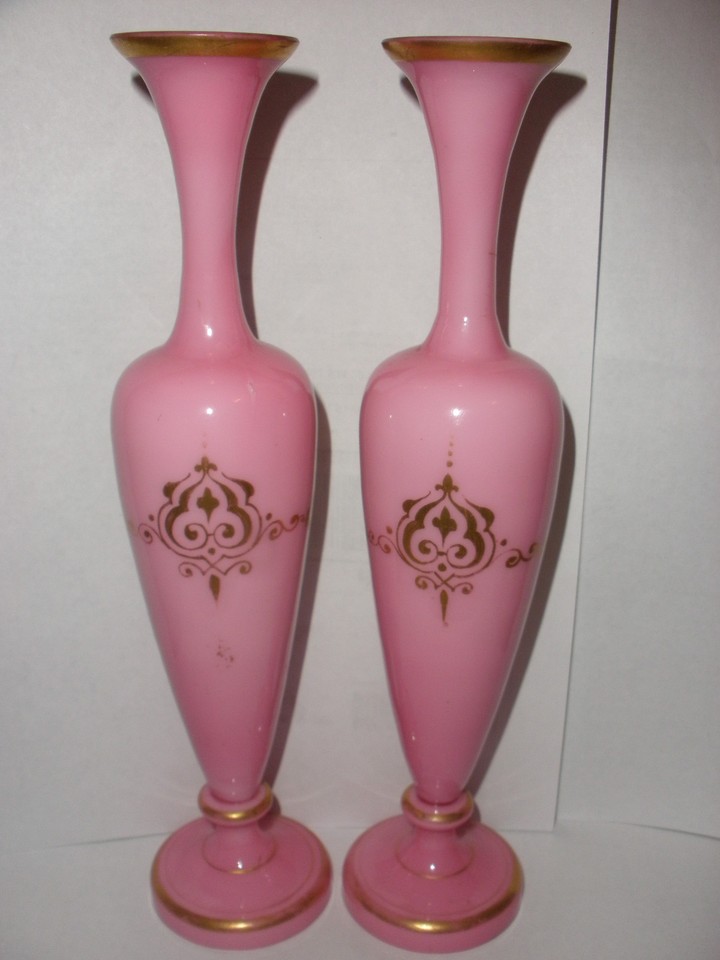 Exquisite Antique 19th Pair Moser Bohemian pink glass vases cameo ...