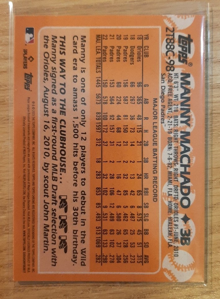 2023 TOPPS '88 SILVER PACK CHROME MANNY MACHADO #98 SAN DIEGO PADRES | eBay