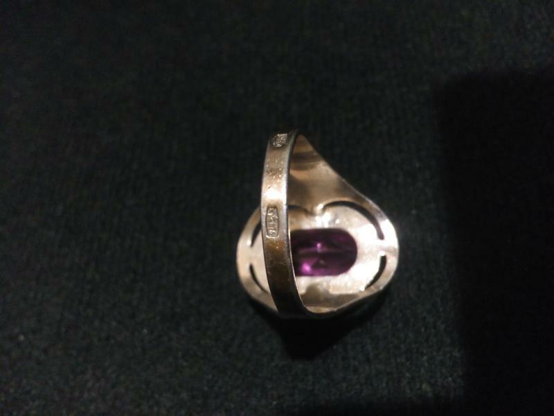 Soviet Vintage Silver Brand Star 875 Ring Gold Plated Pink Corundum ...