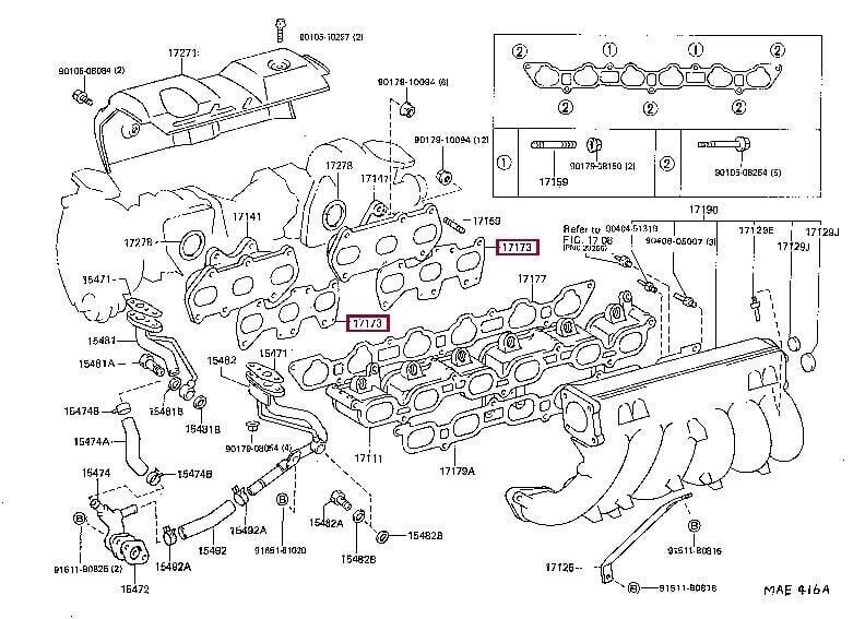 TOYOTA OEM 1JZ-GTE NON VVTI EXHAUST MANIFOLD GASKET TO HEAD 17173-88400 ...