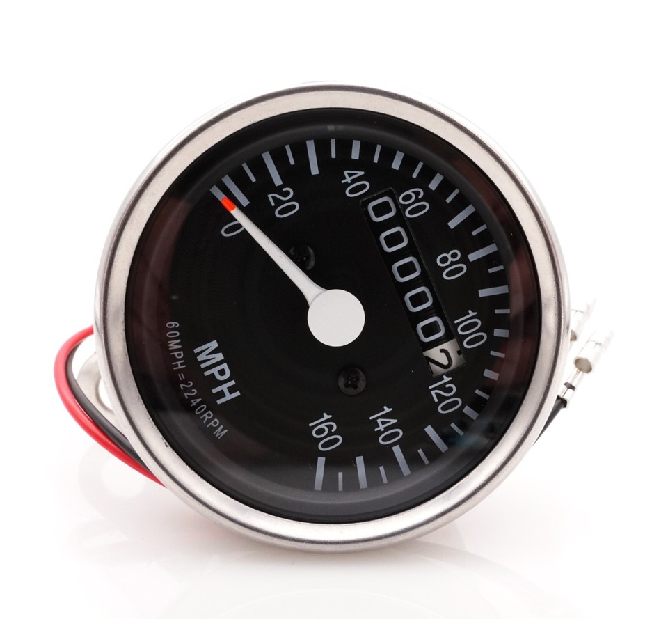 Universal Motorcycle Speedo Chrome Max 160 MPH 60:2240RPM Mechanical ...