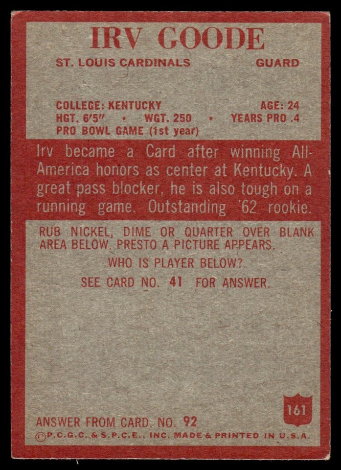 1965 Philadelphia Irv Goode St. Louis Cardinals #161 | eBay