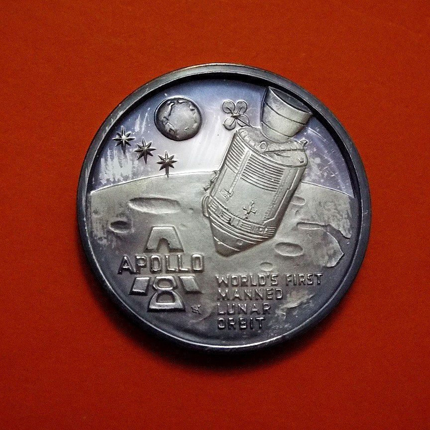 APOLLO VIII - First Manned Lunar Orbit .999 Silver Round Gem Proof ...
