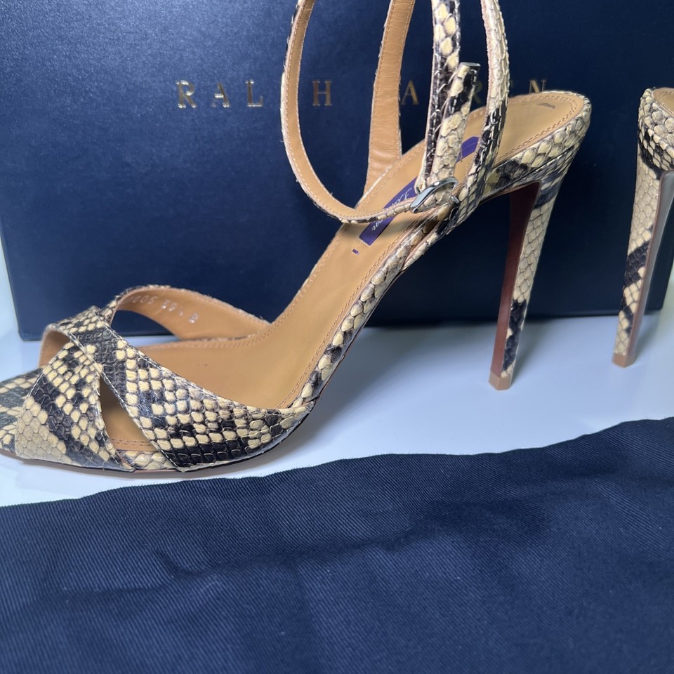 Ralph Lauren Purple Label Kandice Wellington Ayer's Snake Skin Heels 39 ...