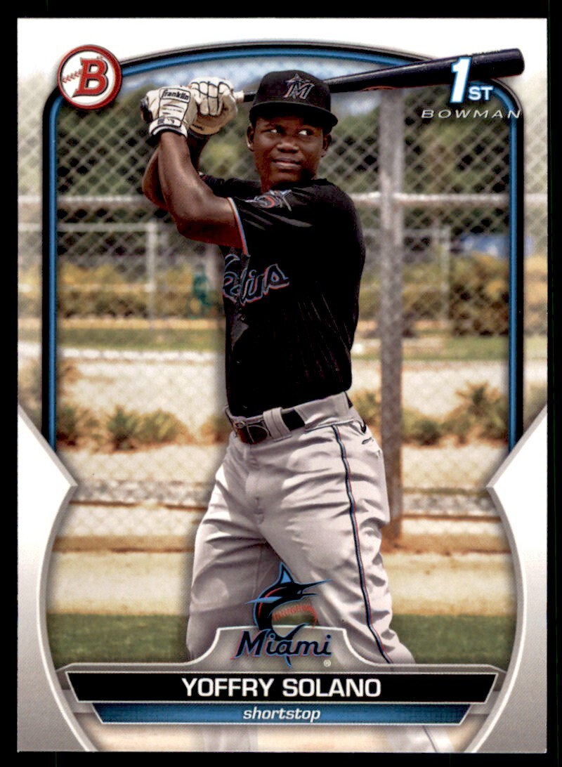 Yoffry Solano 2023 Bowman Prospects Rookie 1st Card RC #BP-72 Miami ...
