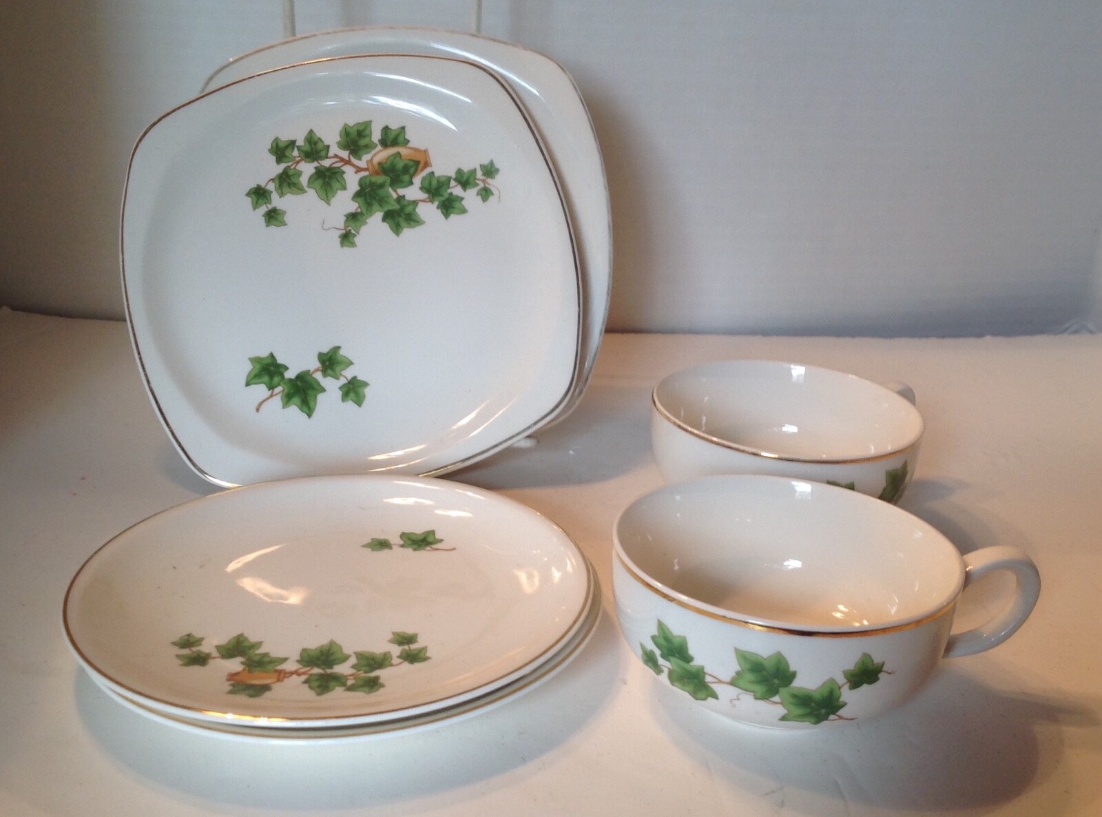 2 Paden City Ivy Cups, 2 Sq. Salad Plates, 2 B & B Plates | eBay