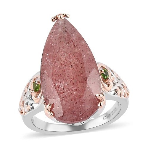 Tanzanian Natronite Chrome Diopside Ring Vermeil RG Platinum SS 10.25 ...