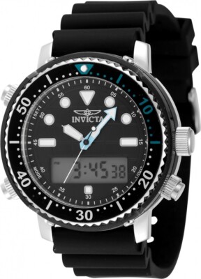 Invicta 48367 Men's 46mm Pro Diver DigiQuartz Black Dial & Silicone ...