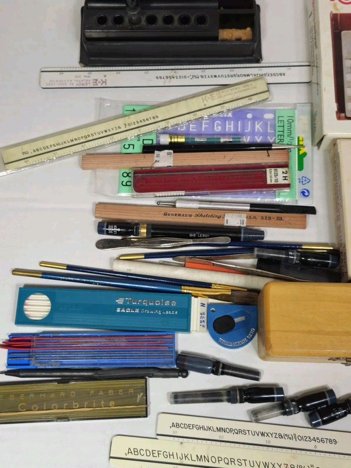 ROTING, KOH I NOOR, KE LEROY RAPIDOGRAPH PENS, RULERS, LEAD, INK ...