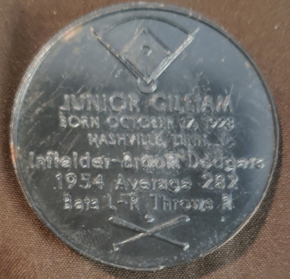 1955 Armour Coin Jim Gilliam L-r Thick Lips Gap Black Rim Chip Scuffed ...