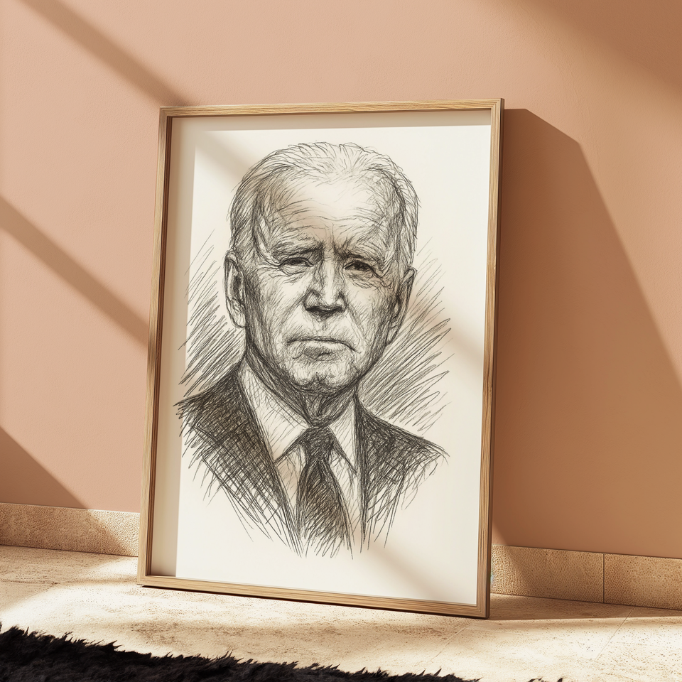 JOE BIDEN DRAWING PORTRAIT SKETCH PRINT JOE BIDEN WALL ART HOME DECOR ...