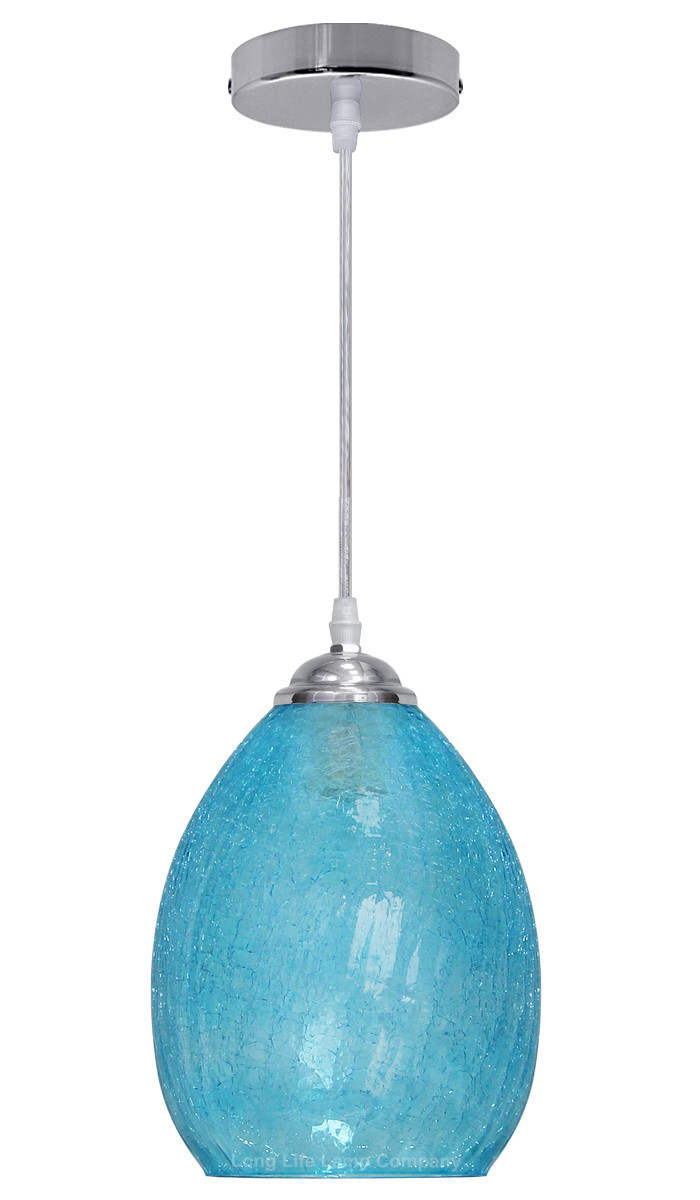 Modern Crackled Blue Glass Shade Chandelier Pendant Ceiling Pub Dine ...