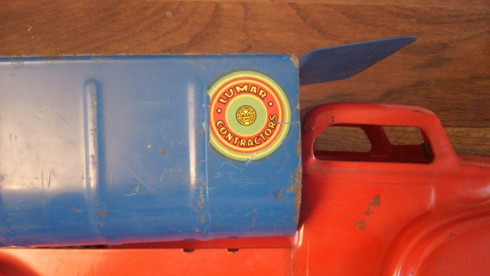 Vintage MARX LUMAR CONTRACTORS Pressed Metal 18" Toy Dump Truck RARE | eBay