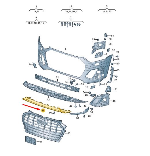 AUDI Q5 FY FRONT BUMPER LOWER SPOILER 80A807531B9B9 2020 ORIGINAL for ...
