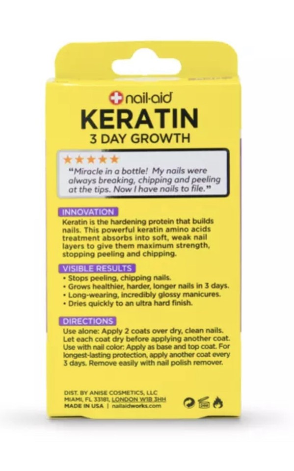 Nail-Aid Keratin 3 Day Growth Nail Treatment & Strengthener, Clear, 0. ...