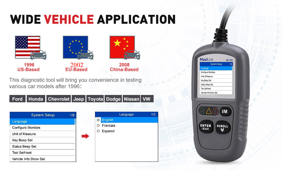 Autel MaxiLink ML329 OBD2 CAN OBDII Auto Car Code Reader Diagnostic ...
