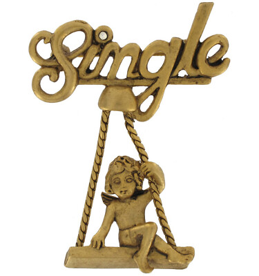 Gold Tone Single Cupid Angel Pin Brooch 2" | eBay