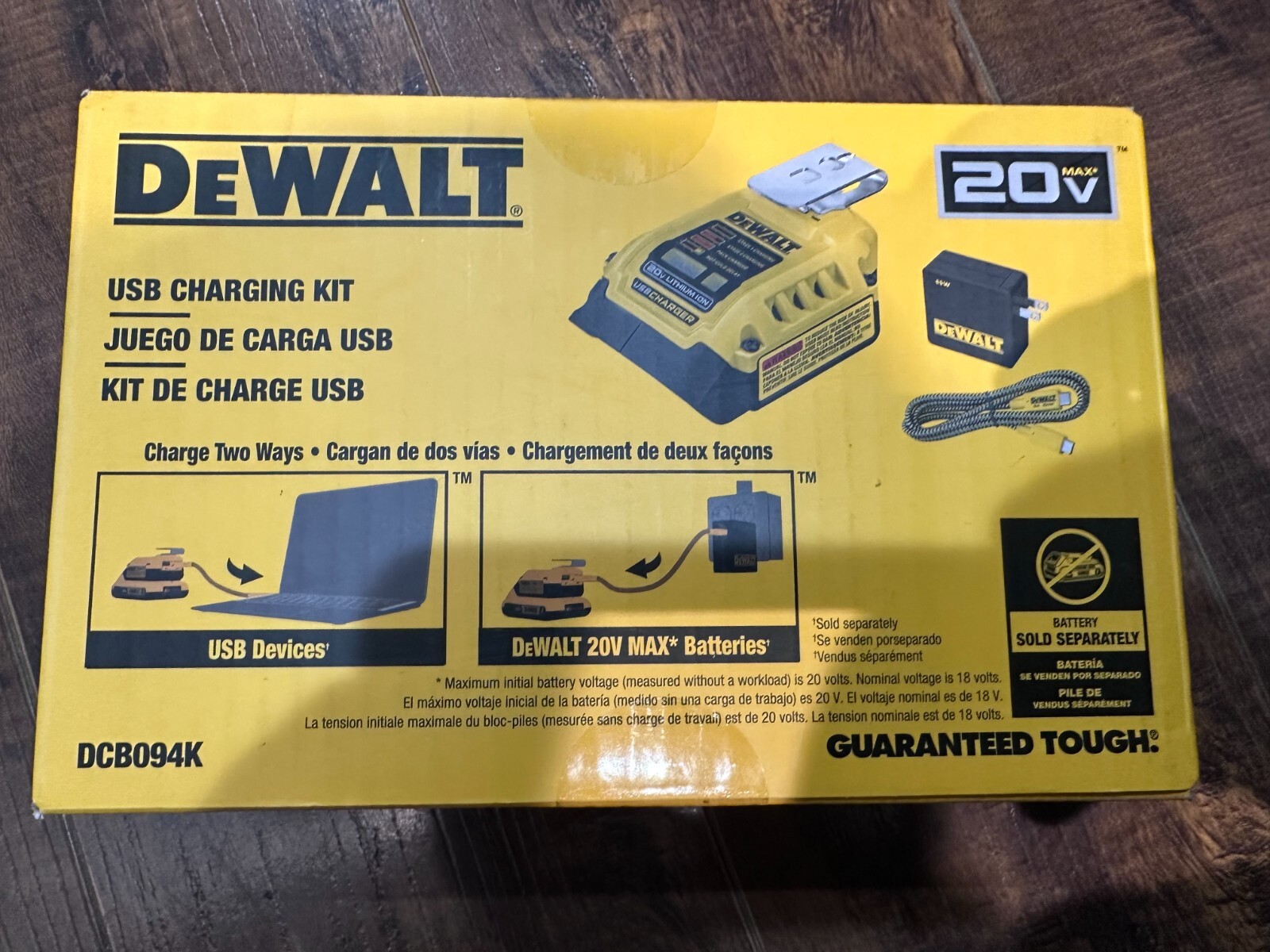 NEW DEWALT Battery Charger and USB Wall Charging Kit DCB094K ...