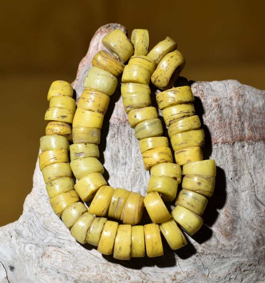 Ancient Yellow Wound Glass Hebron Kano Beads From West Bank Israel ...