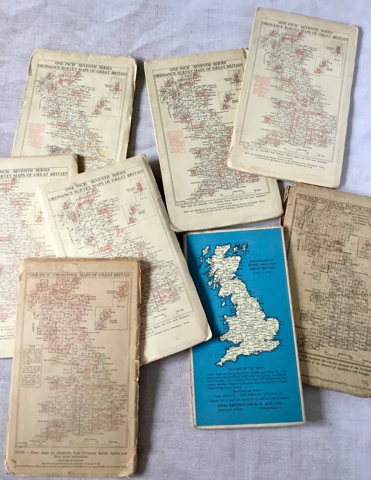 Vintage Ordnance Survey Maps Bundle - 5 x paper, 3 x cloth. | eBay UK