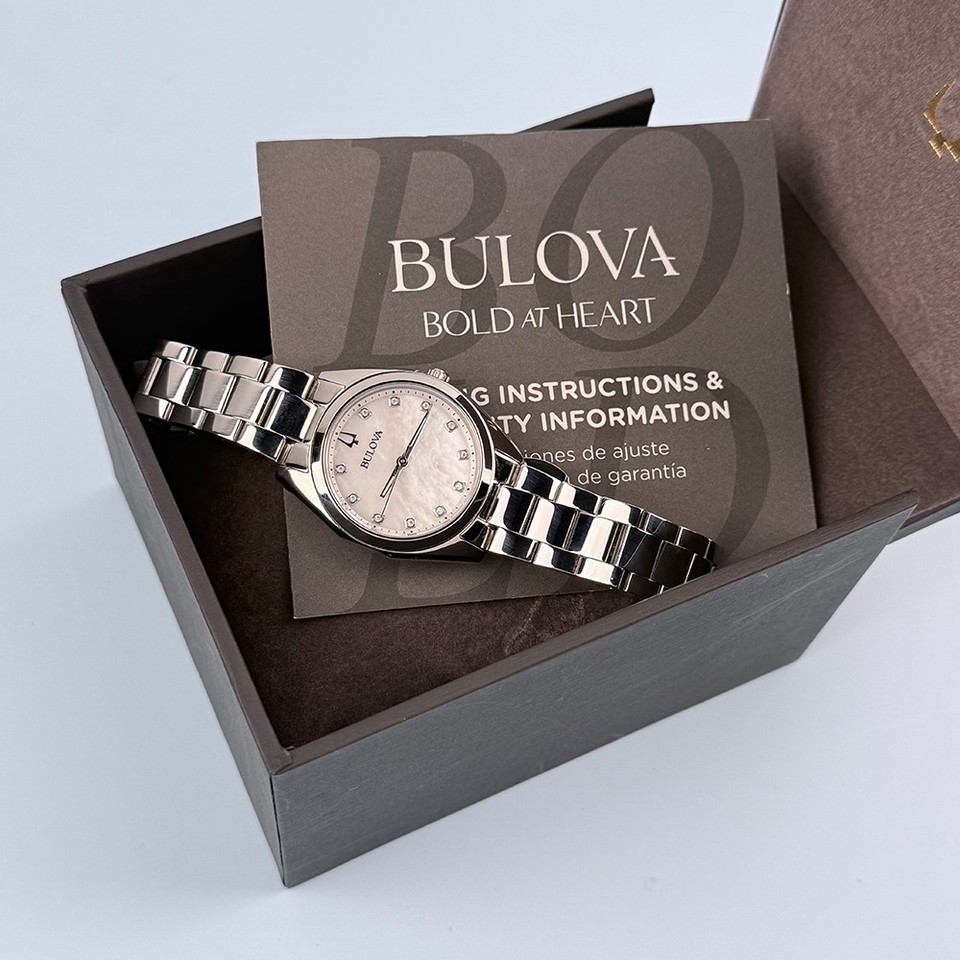 Women's Bulova 96P228 Surveyor Diamond Mother of Pearl Dial Quartz ...