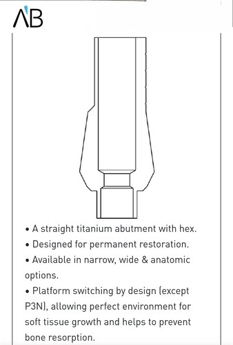 14 x Anti Rotation Titanium Abutment Internal Hex P3-3.75, P4 AB Dent ...