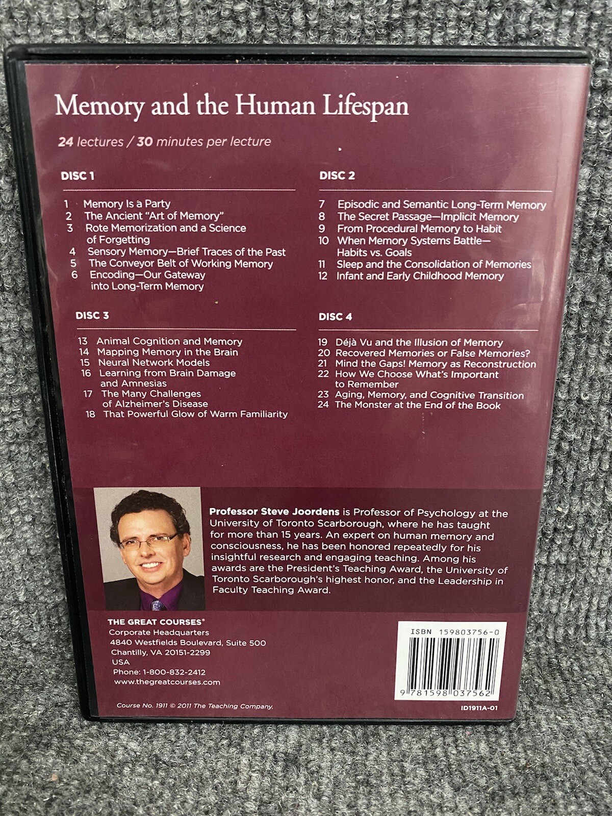 Great Courses: Memory and the Human Lifespan - 4 DVDs & Course ...