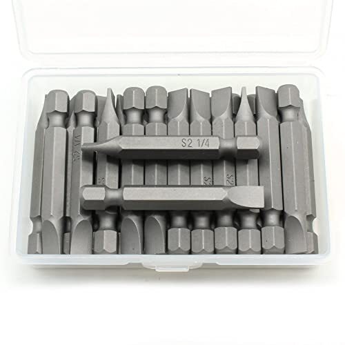 25 pc 1/4 Inch Flat Impact Ready 2 Inch Length Slotted Screwdriver ...