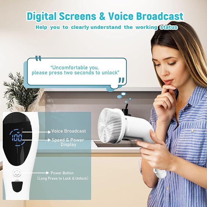 TiKenSo Electric Spin Scrubber, Digital Electric Scrubber TD-8136 ...