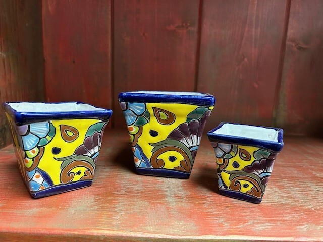 3-Piece Hand-Painted Talavera Graduated Pot Planter Set 29164 | eBay