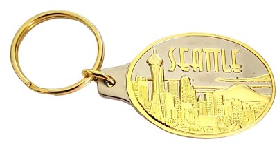 Seattle Vintage Keychain Two Tone Metal Sculpted Washington Souvenir ...