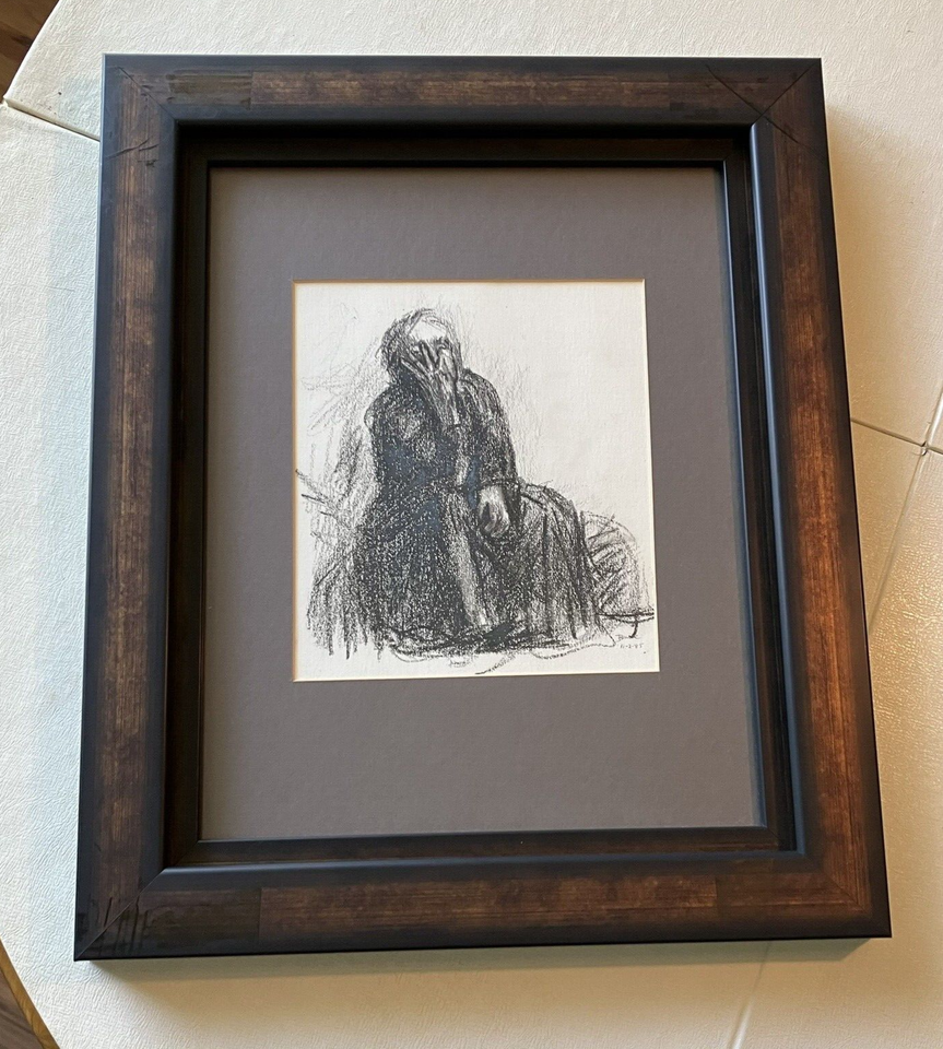 Old Woman - In the Manner of Käthe Kollwitz Fine Art Crayon on Paper ...